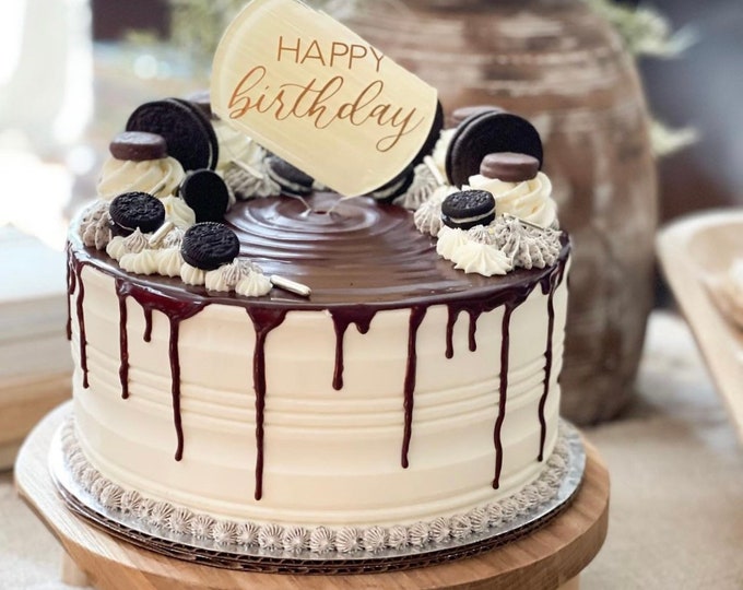 Acrylic Round Circle Cake Topper Birthday Girl Birthday Boy Cake Topper ...