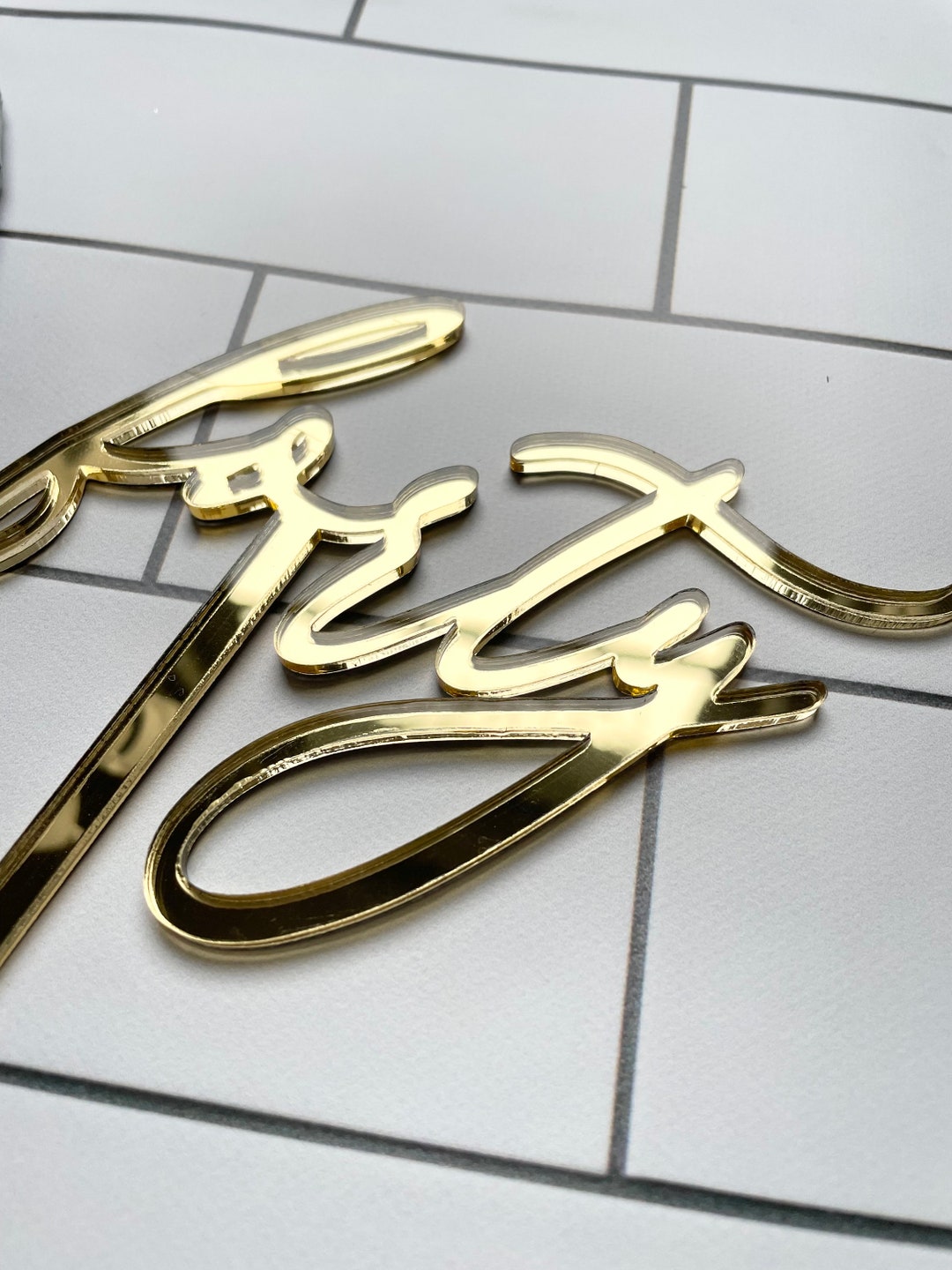 Forty Calligraphy Gold Mirror Acrylic Cake Topper Birthday - Etsy