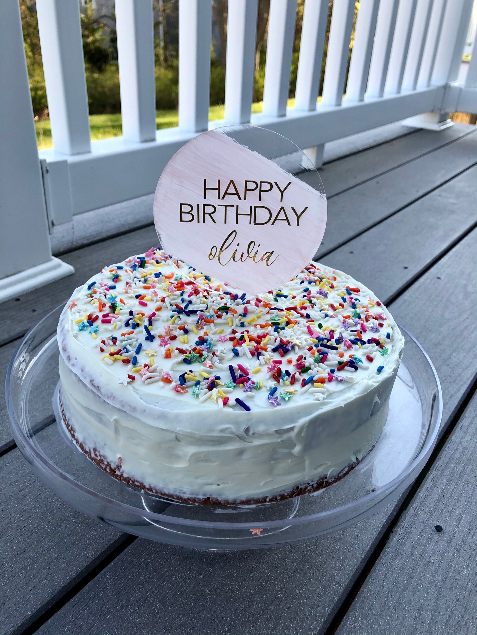 Acrylic Round Circle Cake Topper Birthday Girl Birthday Boy | Etsy