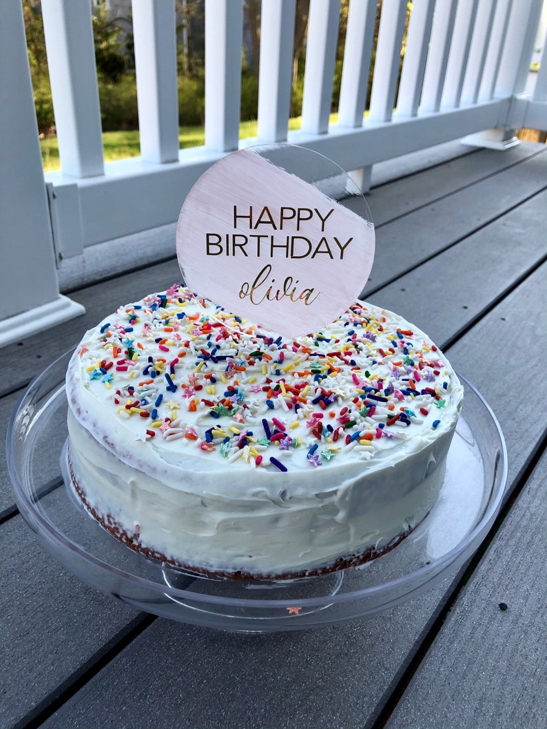 Acrylic Round Circle Cake Topper Birthday Girl Birthday Boy | Etsy