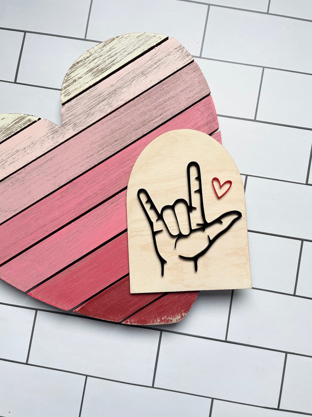 I Love You Sign Language Valentines Day Shelfie Shelf Wooden Sign - Etsy