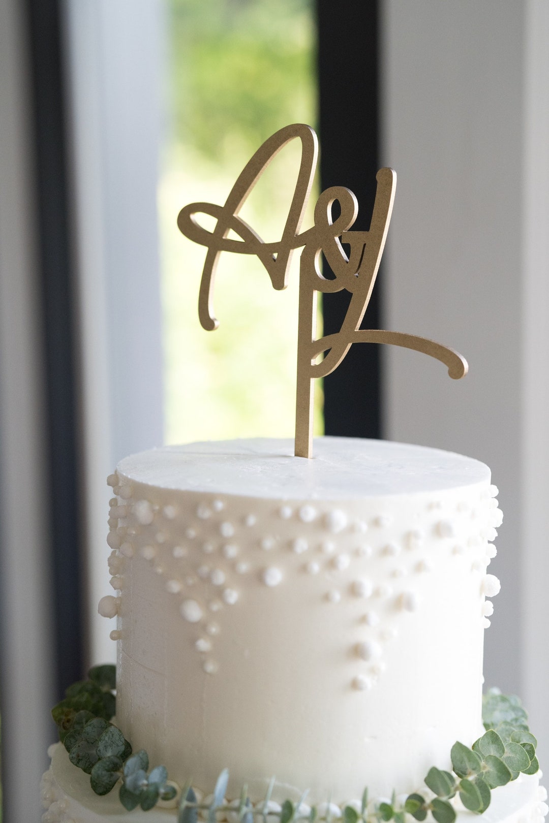 Wedding Initials Gold Wooden Cake Topper - Etsy