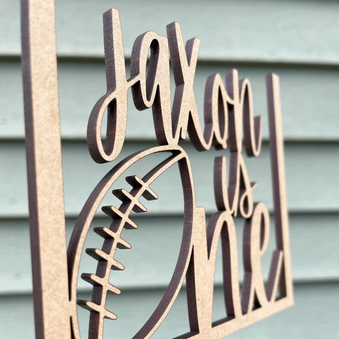 Football Wooden Cake Topper Boy First Birthday Decoration | Etsy