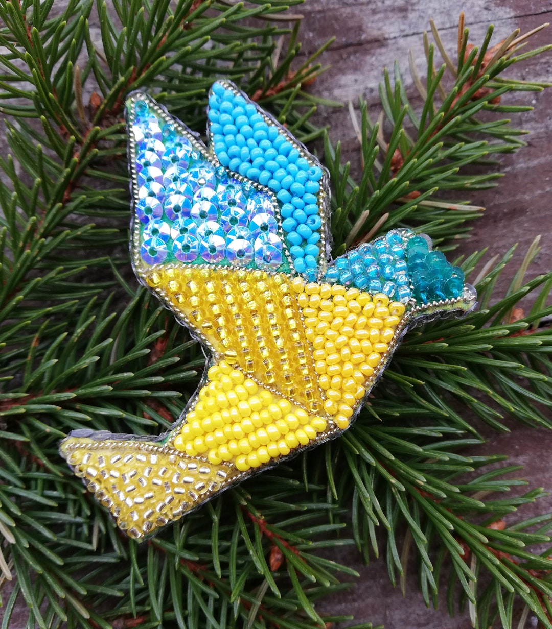Bird Of Ukraine Beaded Brooch Embroidered Brooch Ukrainian Goods Soul Of Ukraine With You