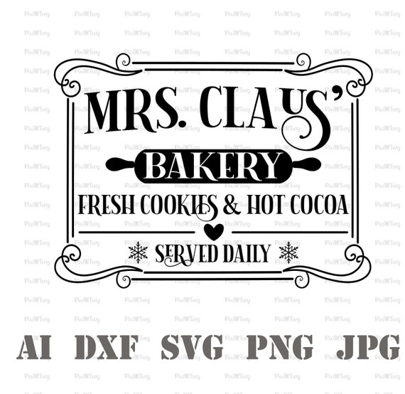 Mrs Claus Bakery Svg-made With Love-christmas Cooking Crew | Etsy
