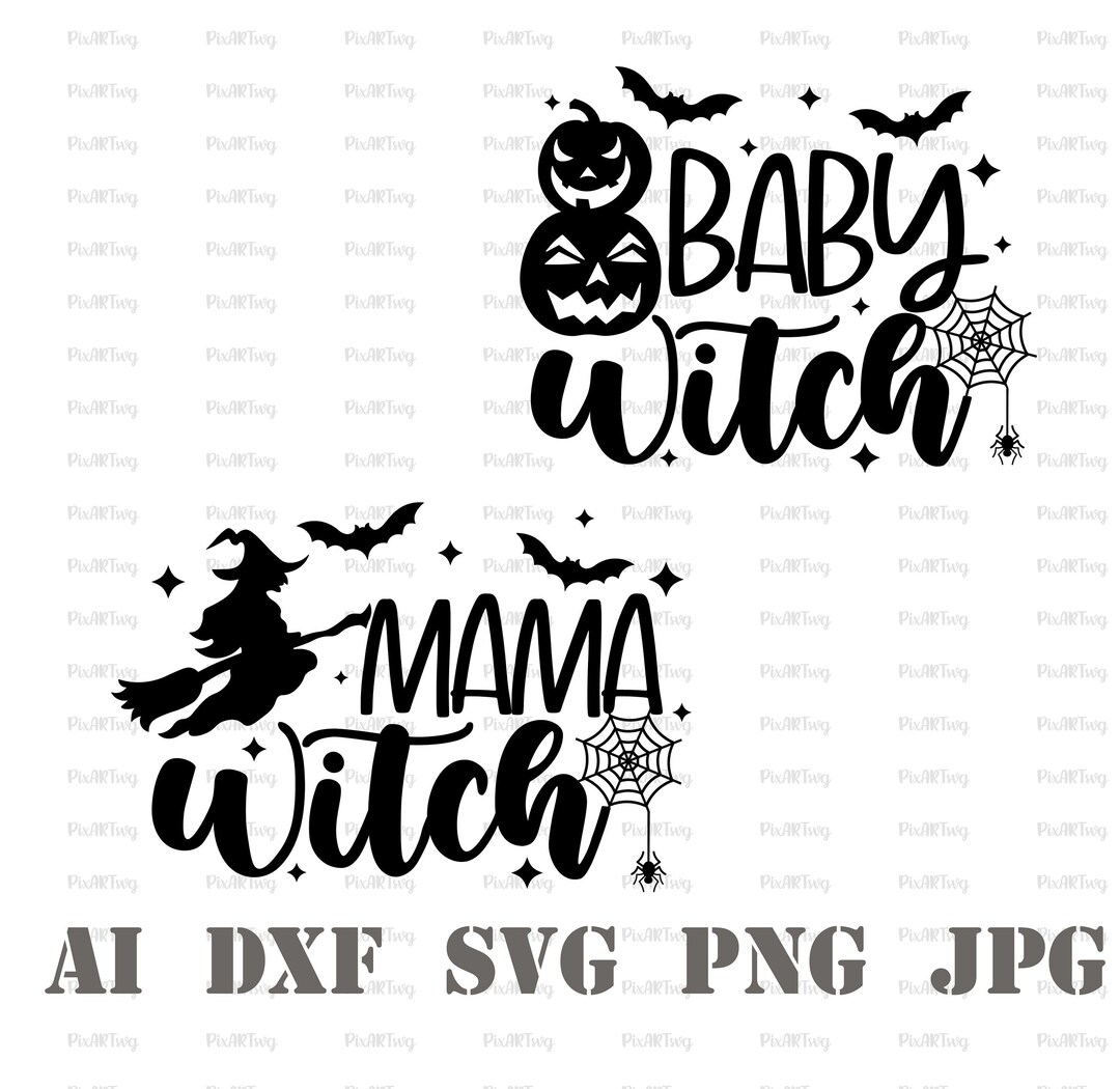 2 SVG Files-mama Witch Svg-baby Witch Svg-matching Shirts Svg-mama and ...