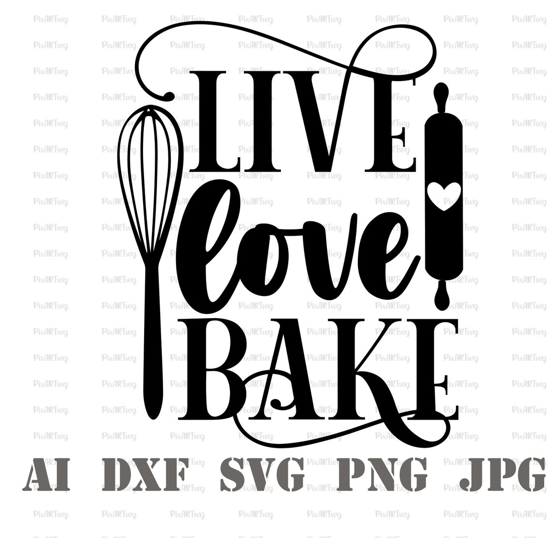 Live Love Bake Svg-valentine's Day Baking | Etsy