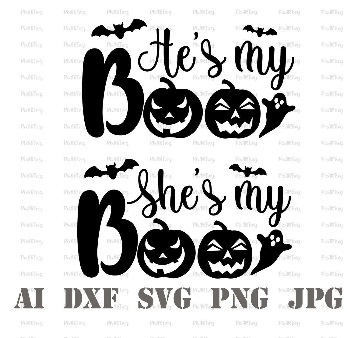 2 SVG FILES She's My Boo Svg-he's My Boo Svg His Witch - Etsy