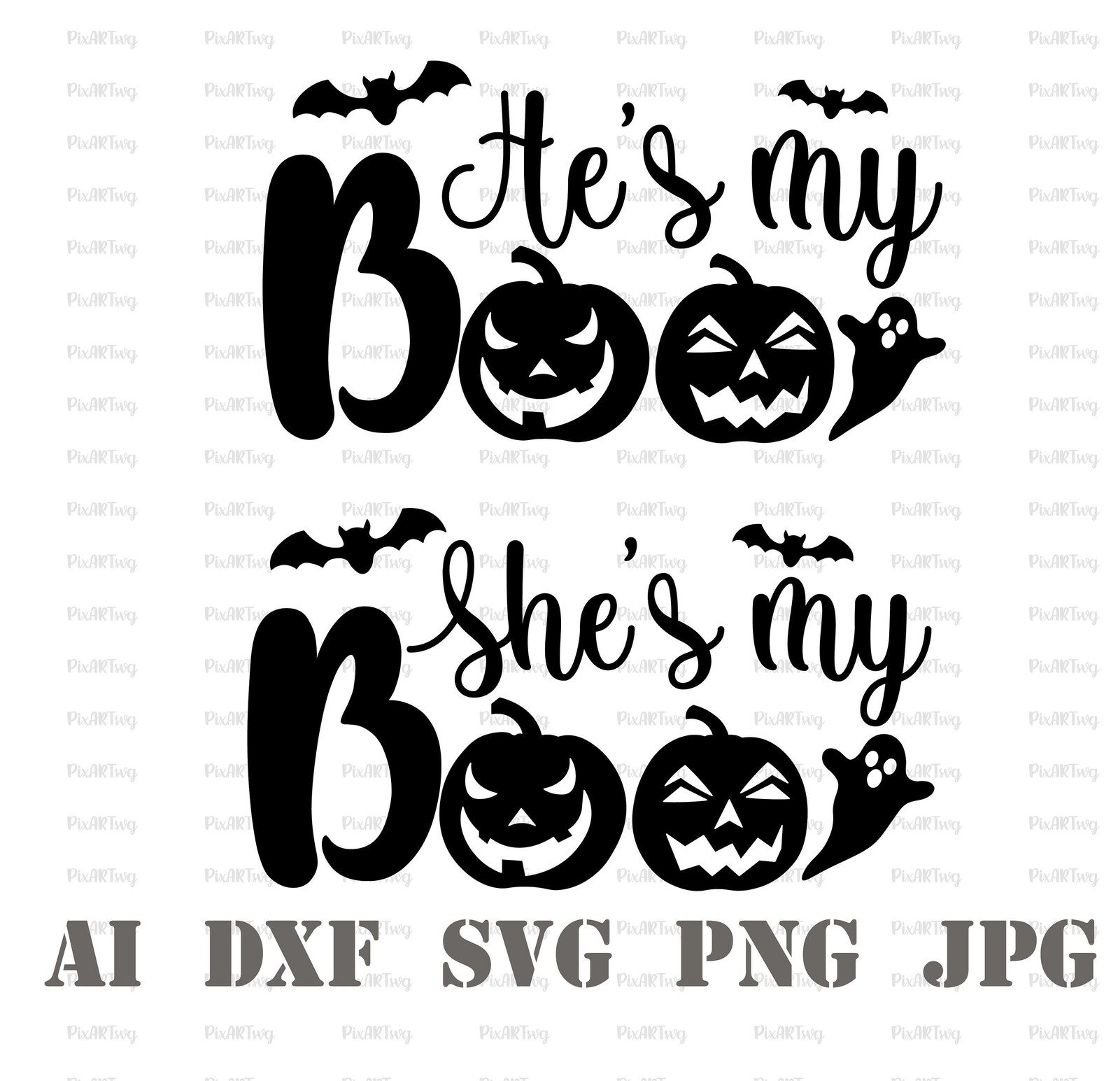 2 SVG FILES She's My Boo Svg-he's My Boo Svg His Witch - Etsy