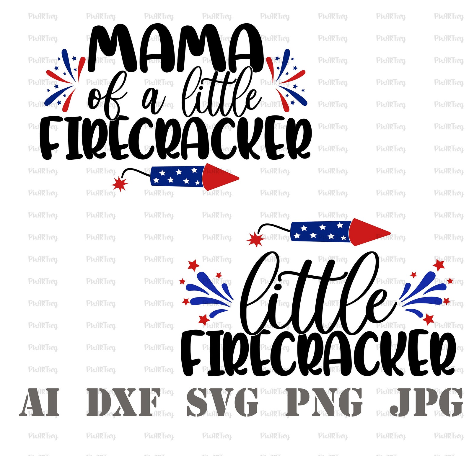 2 SVG FILES mama of A Little Firecracker Svg-daddy of A - Etsy
