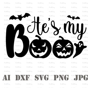 2 SVG FILES She's My Boo Svg-he's My Boo Svg His Witch Svg-her Boo Svg ...