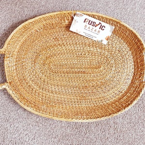 Natural Feather Light Serving Tea Tray With Handle L Hand Woven L ...