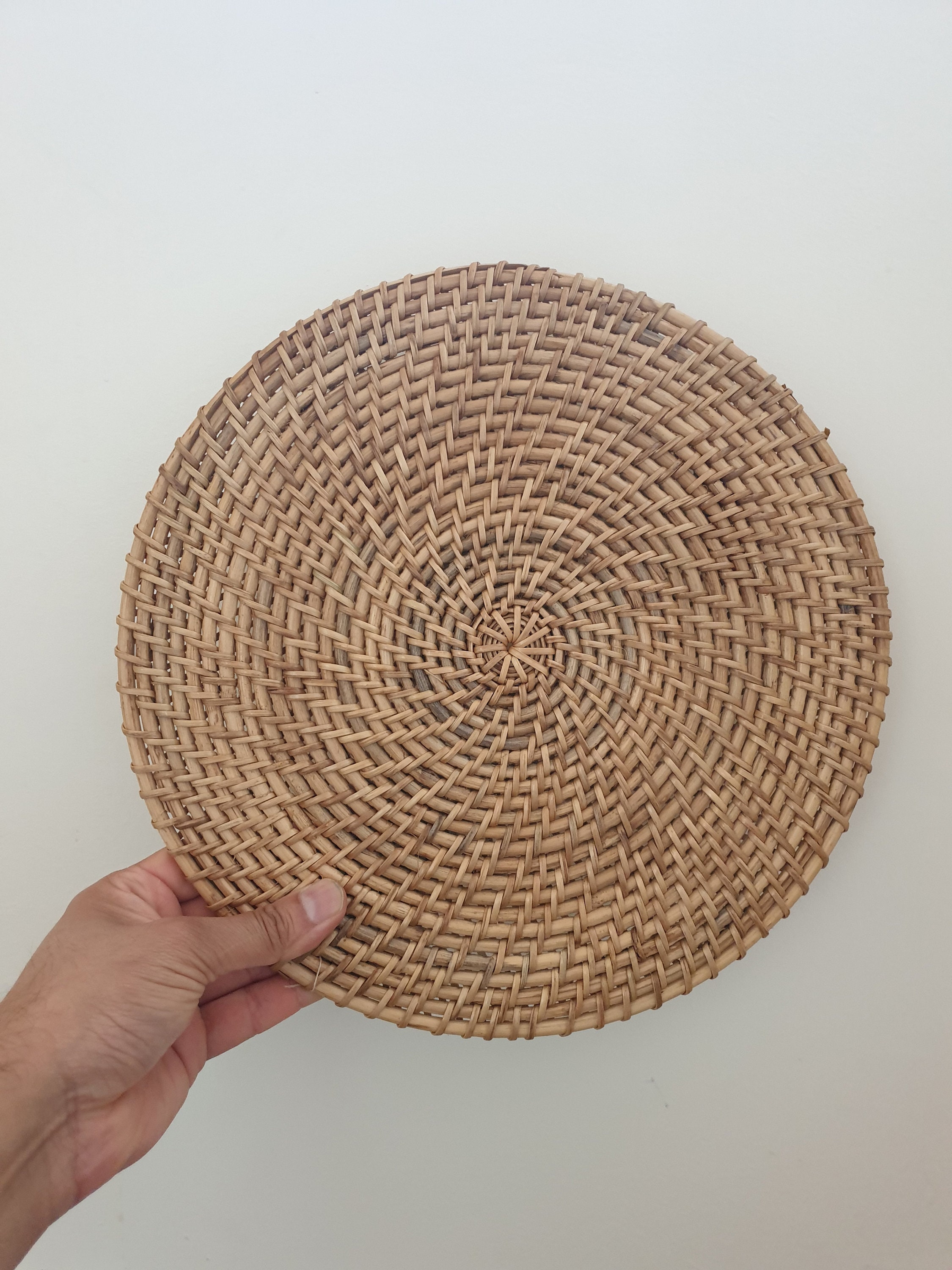 Natural Large Handmade Rattan Cane Round Placemats L Set of 2 Placemats ...