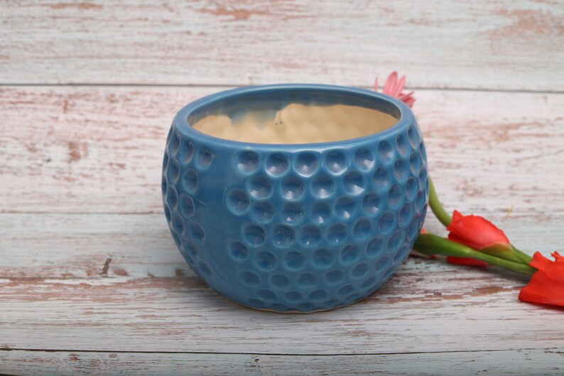 Art Deco Golf Ball Ceramic Planter Pot Hammered Dotted - Etsy