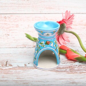 Floral Hand Painted Ceramic Oil Diffuser Blue Pottery Ocean Turquoise ...