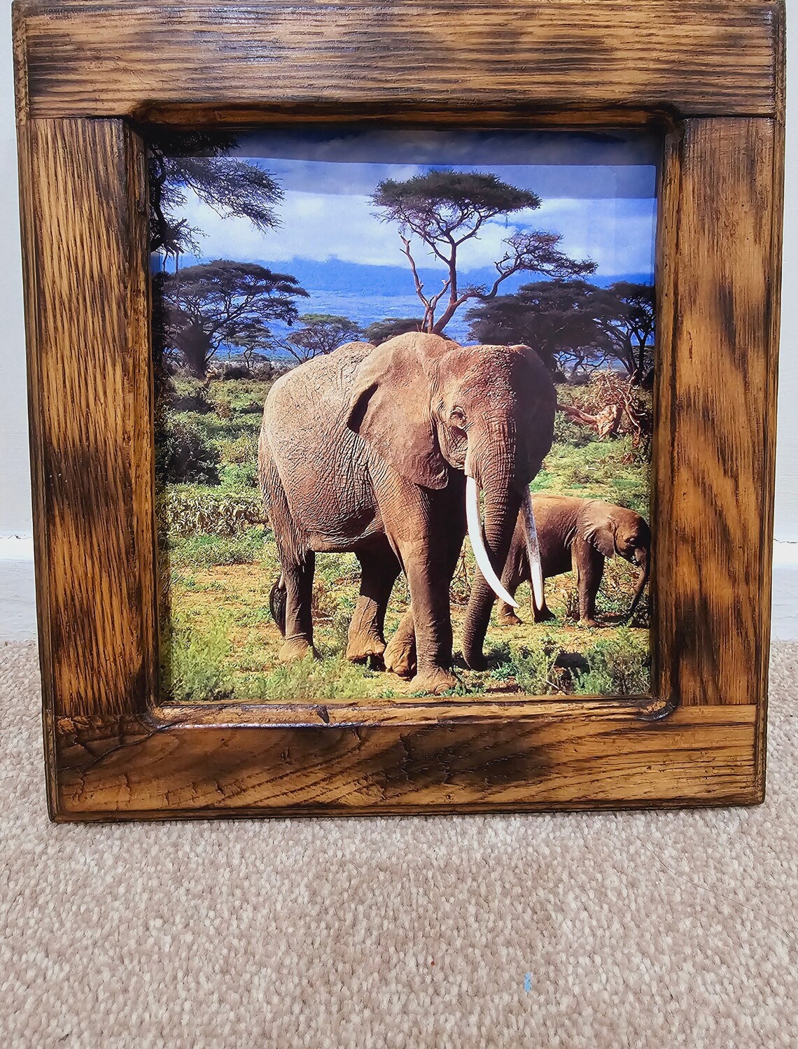 13 Inch Large Solid Oak Wood Aged Reclaimed Chunky Photo Frame L ...