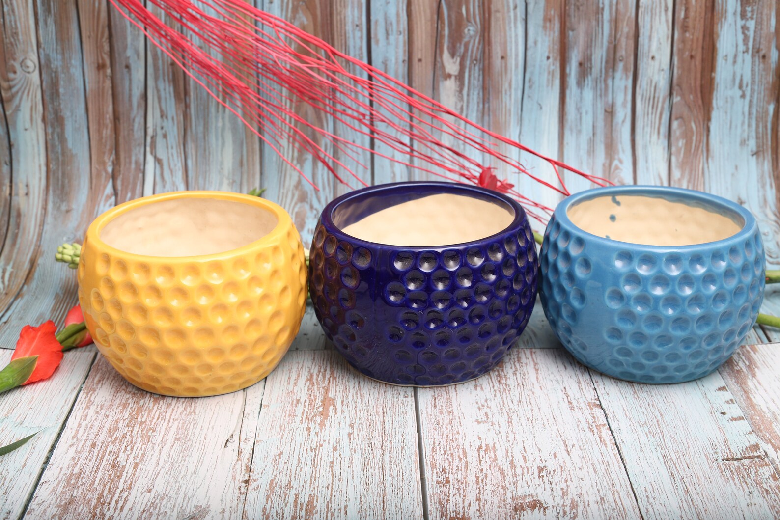 Art Deco Golf Ball Ceramic Planter Pot Hammered Dotted - Etsy Denmark