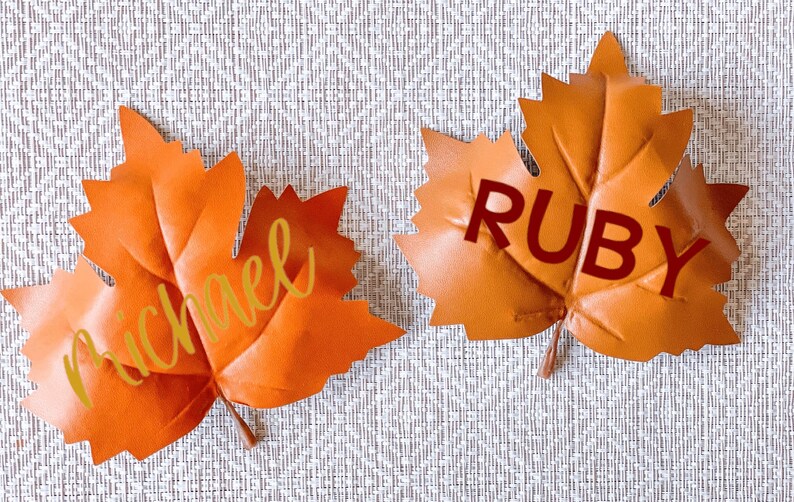 Faux Leather Maple Leaf Place Card Thanksgiving Place Tag | Etsy