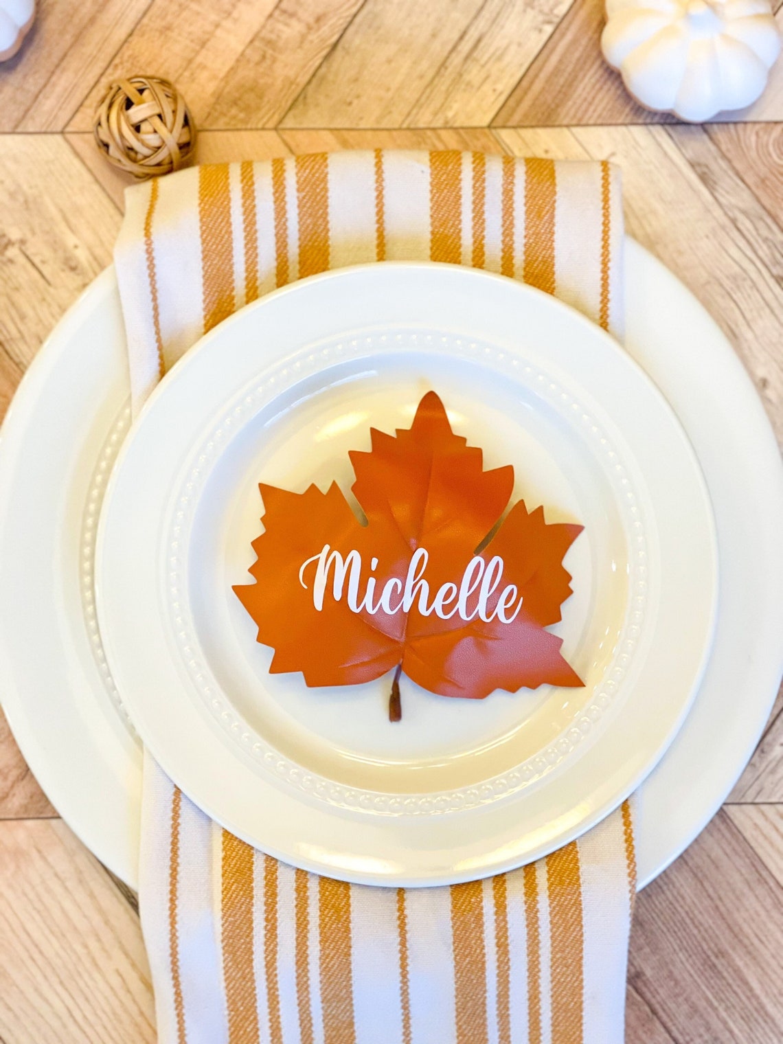 Faux Leather Maple Leaf Place Card Thanksgiving Place Tag | Etsy