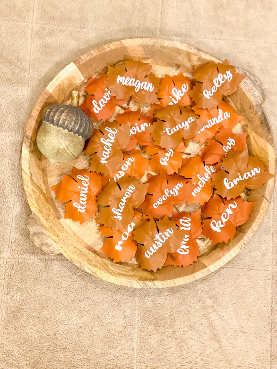 Faux Leather Maple Leaf Place Card Thanksgiving Place Tag | Etsy