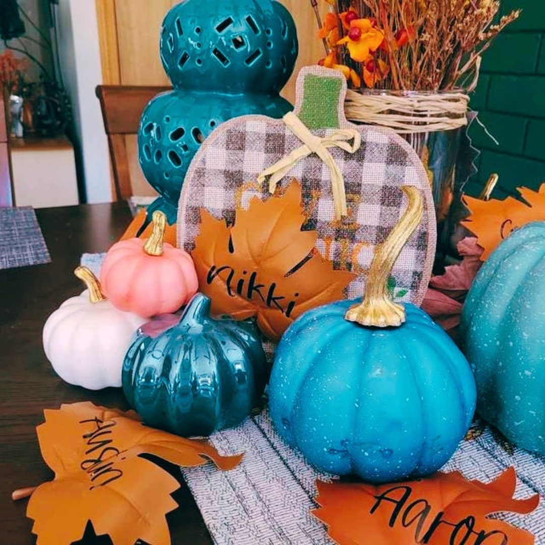 Faux Leather Maple Leaf Place Card, Thanksgiving Place Tag, Fall ...