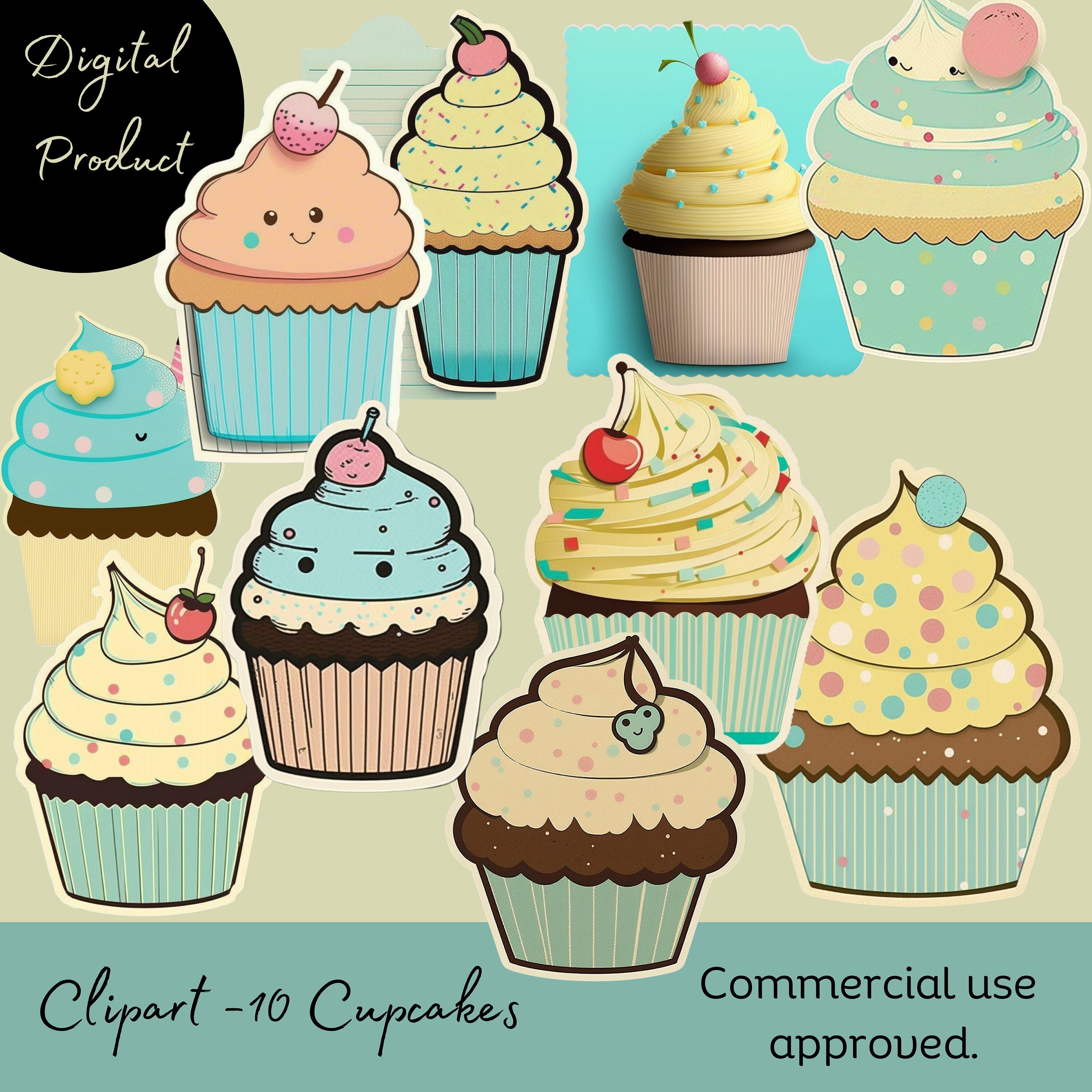 Commercial Use Approved, Clipart, Cupcake, Cartoon, Style, Commercial ...