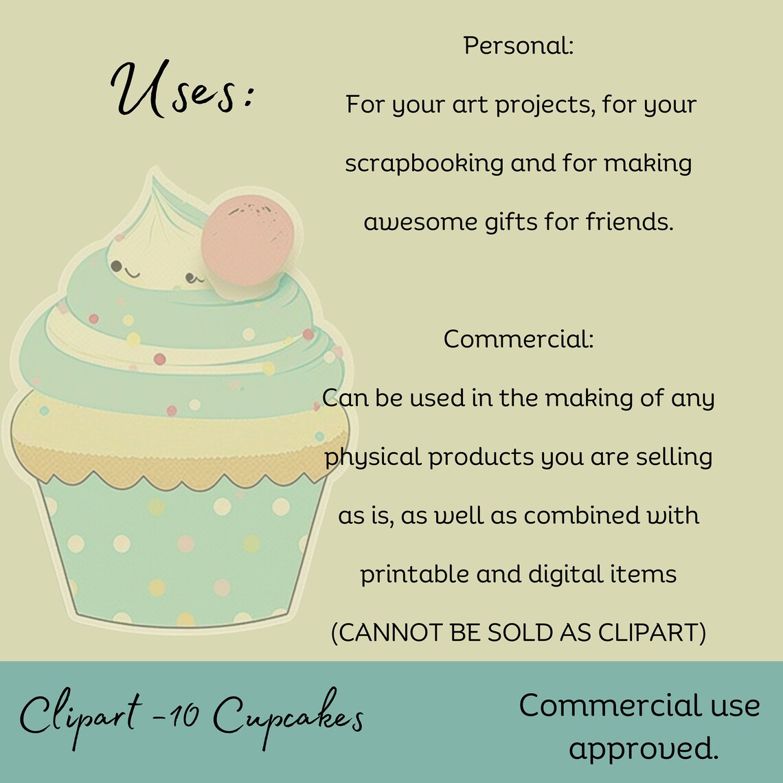 Commercial Use Approved, Clipart, Cupcake, Cartoon, Style, Commercial ...