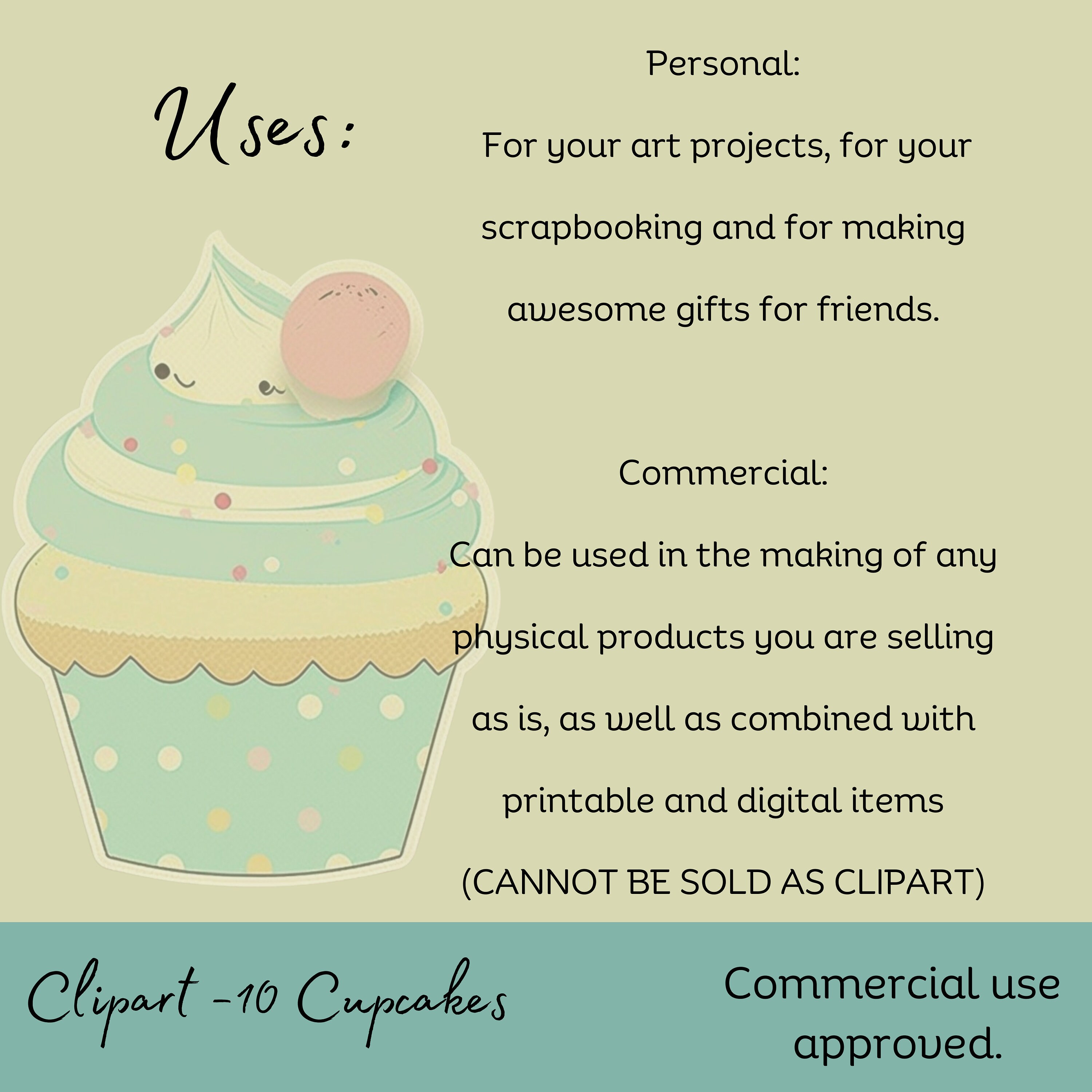 Commercial Use Approved, Clipart, Cupcake, Cartoon, Style, Commercial ...