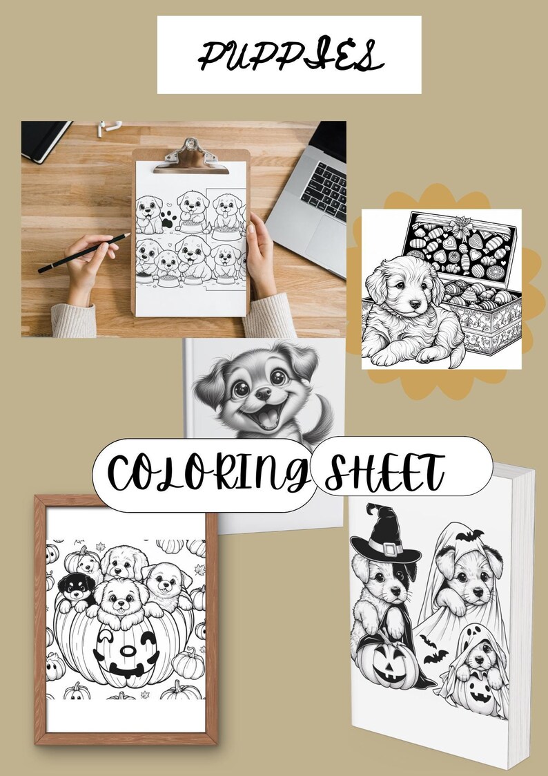 Coloring Sheets for Kids, Puppies, Animal Lover, Dog Lover, Halloween ...