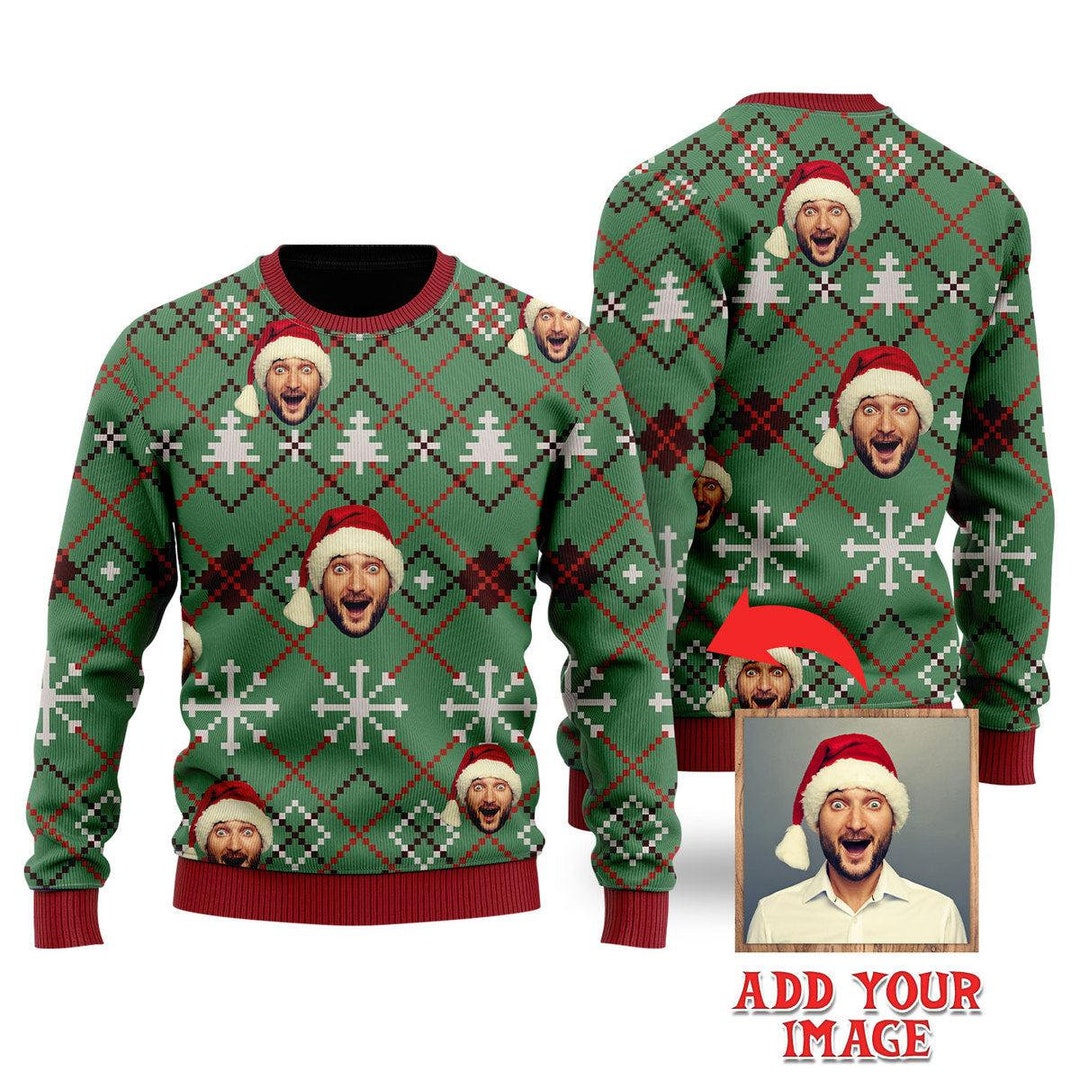Custom Funny Face in Christmas Green Custom Christmas Sweaters - Etsy