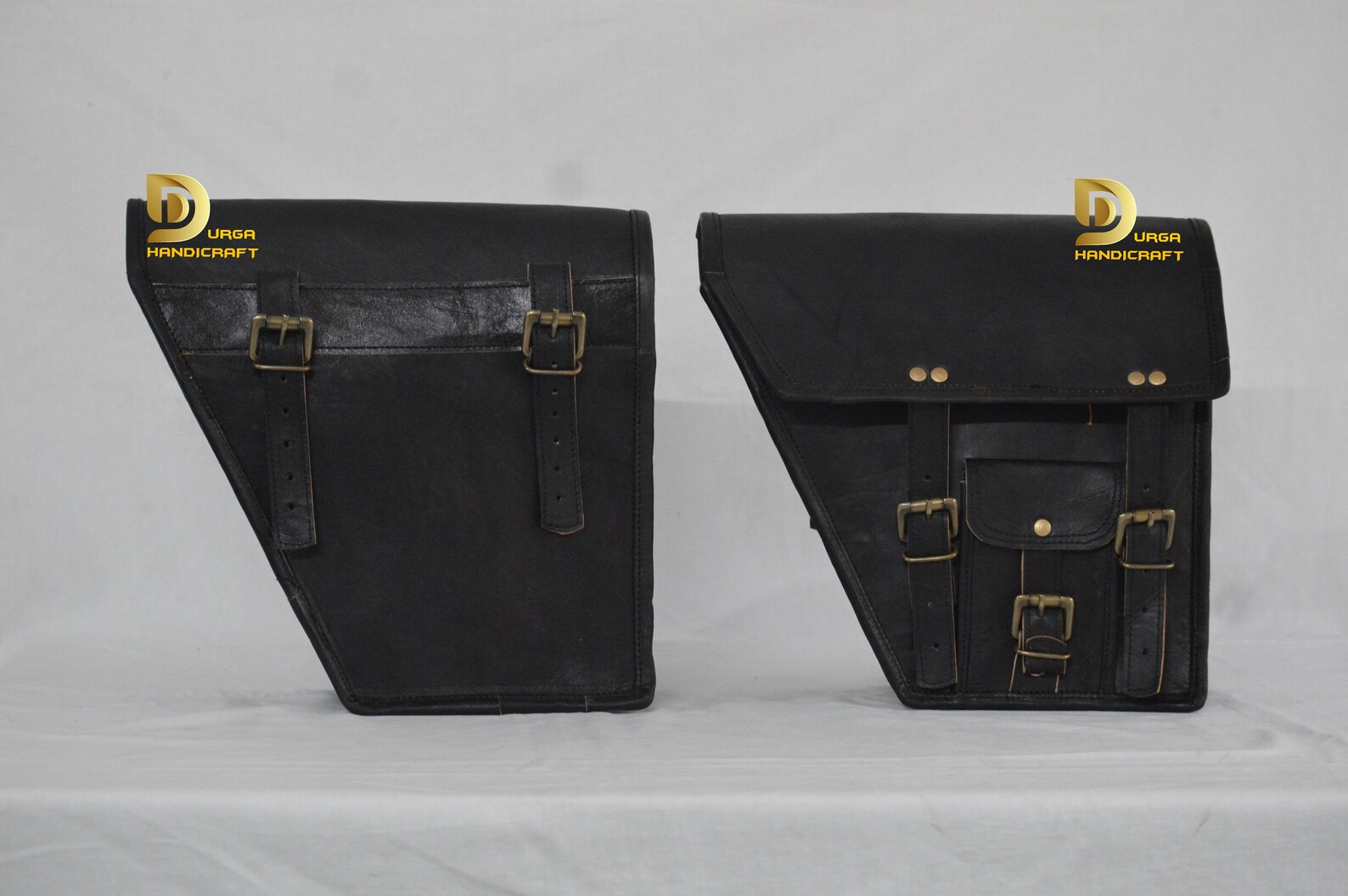 Handmade black leather Motorcycle bag Saddle bag set of 2 | Etsy