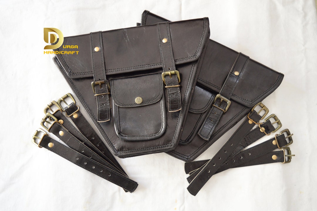 CAFE RACER Black Leather Motorcycle Bag, Side Panniers, Saddle Bag ...