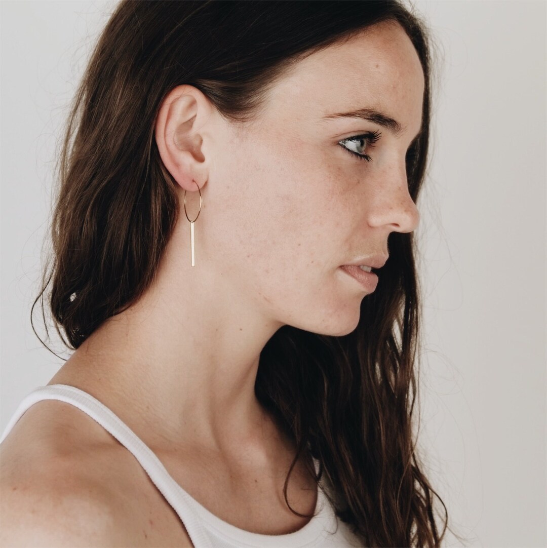 Minimalist Earrings, Gold, Filigree Earrings, Ear Jewelry, Stud Earrings, Bar Earrings, Delicate ...