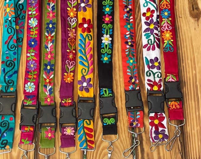 Floral Embroidered Lanyard - Etsy