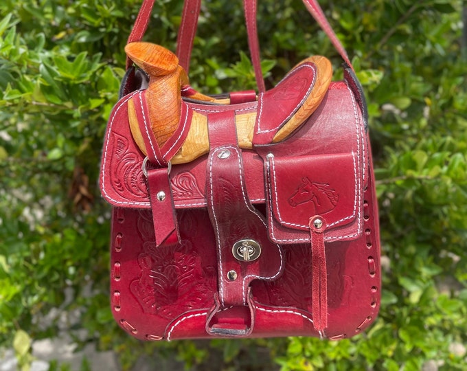 Hand Tooled Leather Western Saddle Purse/women Horse Saddle - Etsy