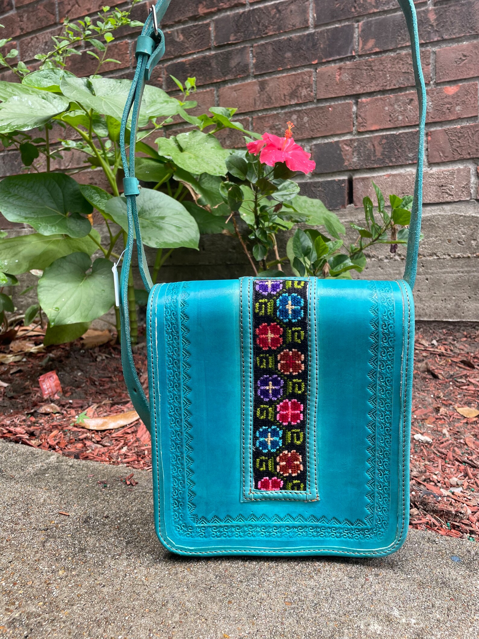 Mexican Chiapas Embroidered Leather Crossbody - Etsy