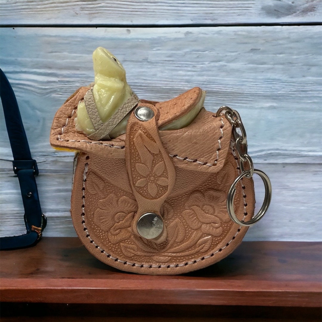 Mini Hand Tooled Leather Western Saddle Keychain Purse - Etsy