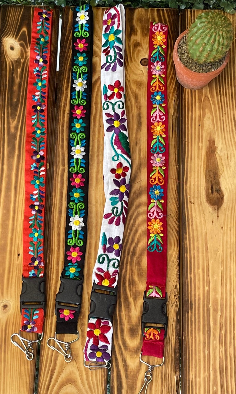 Floral Embroidered Lanyard - Etsy