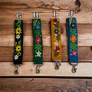 Floral Embroidered Wristlet Keychain - Etsy