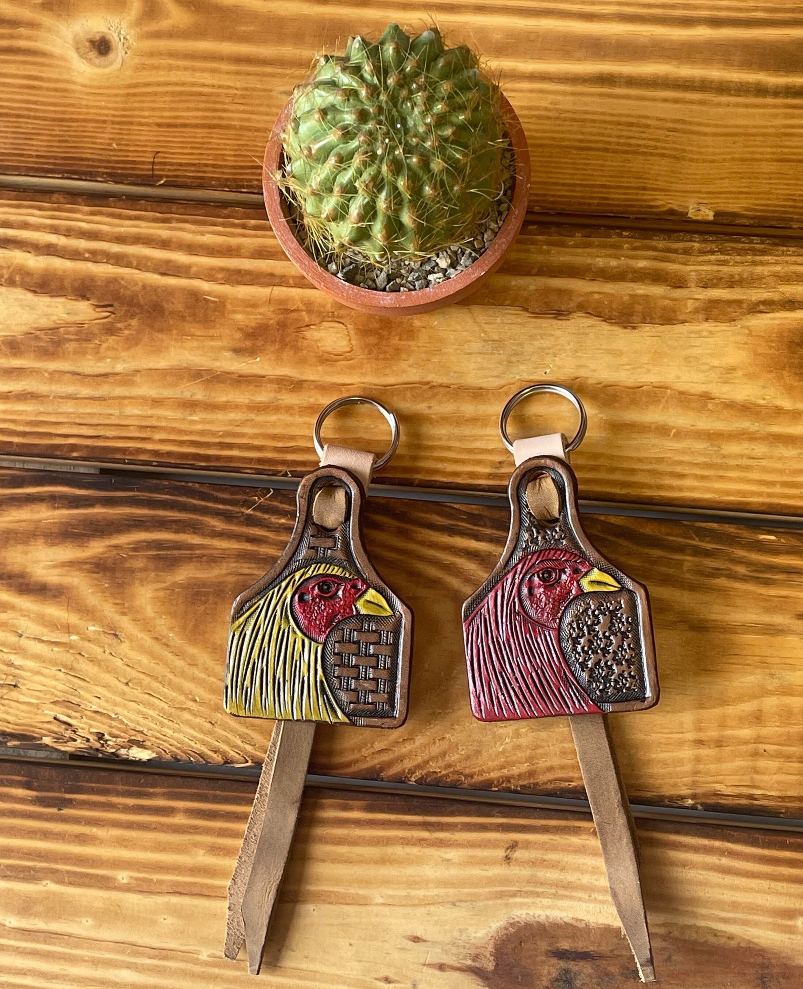 Handmade Leather Cow Ear Tag Keychain - Etsy