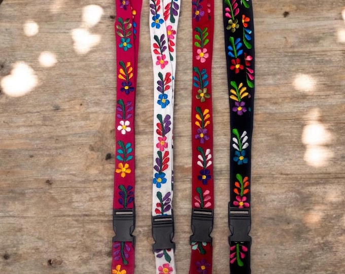 Floral Embroidered Lanyard - Etsy