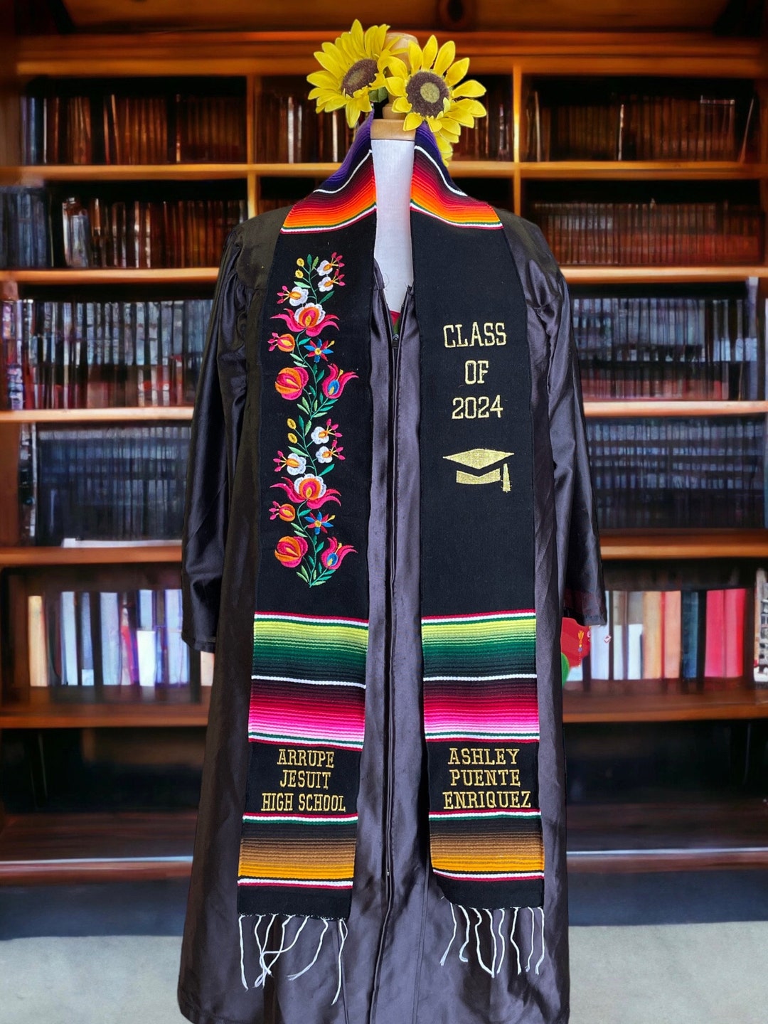 Floral Embroidered Personalized Mexican Graduation Stole/limited ...