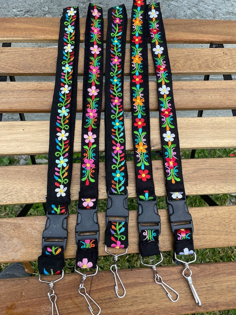 Floral Embroidered Lanyard - Etsy
