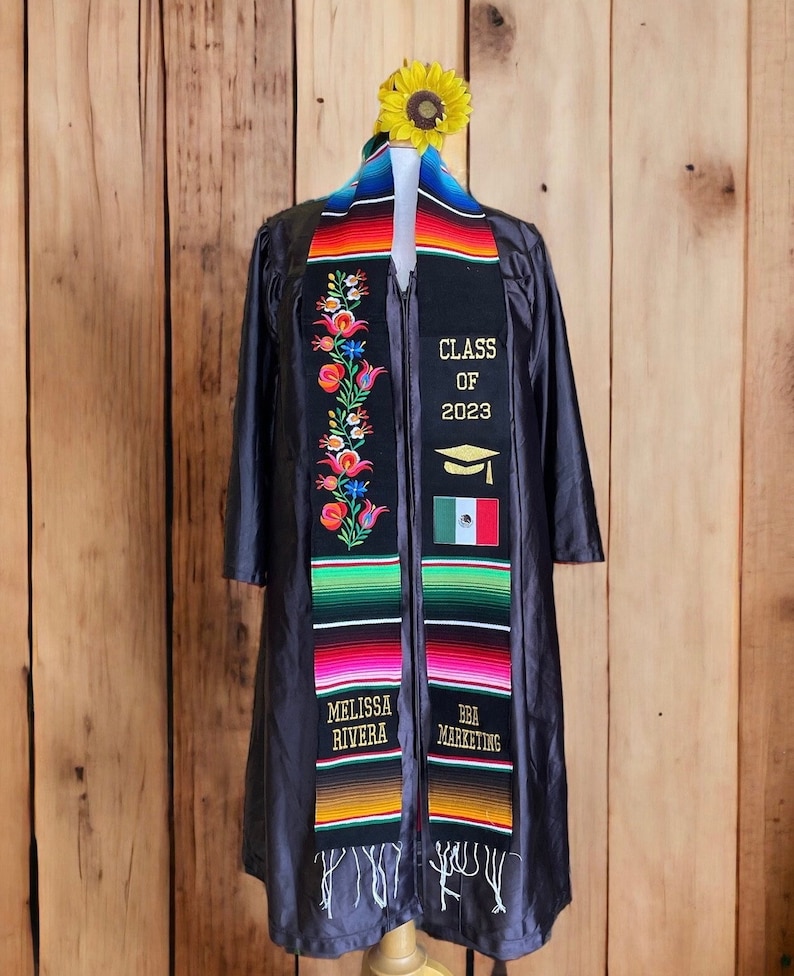 Floral Embroidered Mexican Graduation Stole/ Personalized Stole - Etsy