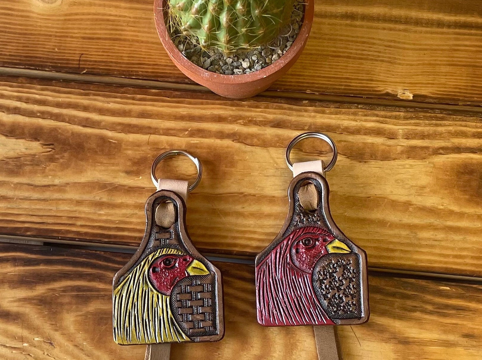 Handmade Leather Cow Ear Tag Keychain - Etsy