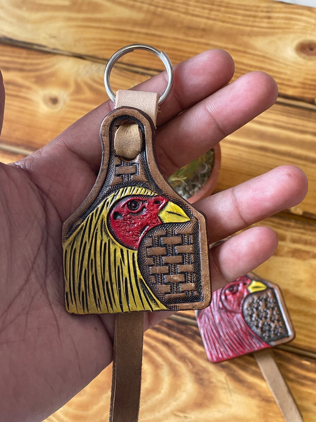 Handmade Leather Cow Ear Tag Keychain - Etsy