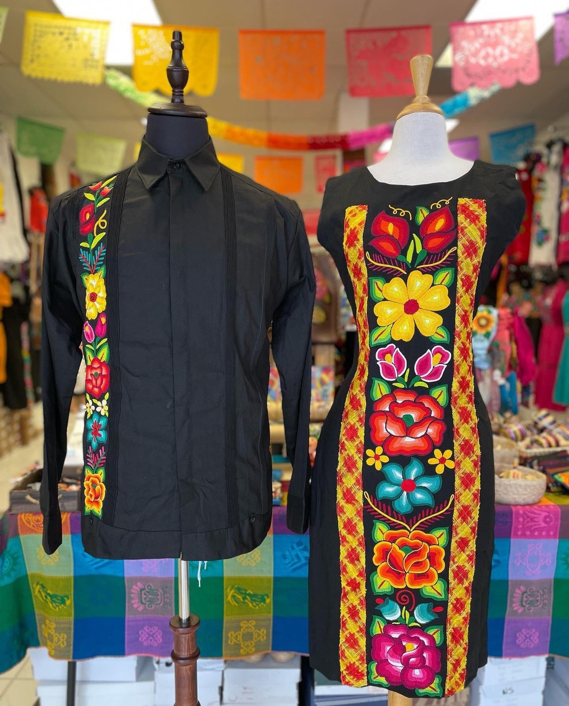 Mexican Oaxacan Dress & Men Guayabera Isthmus Embroidery - Etsy