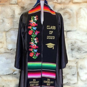 Floral Embroidered Graduation Stole - Etsy