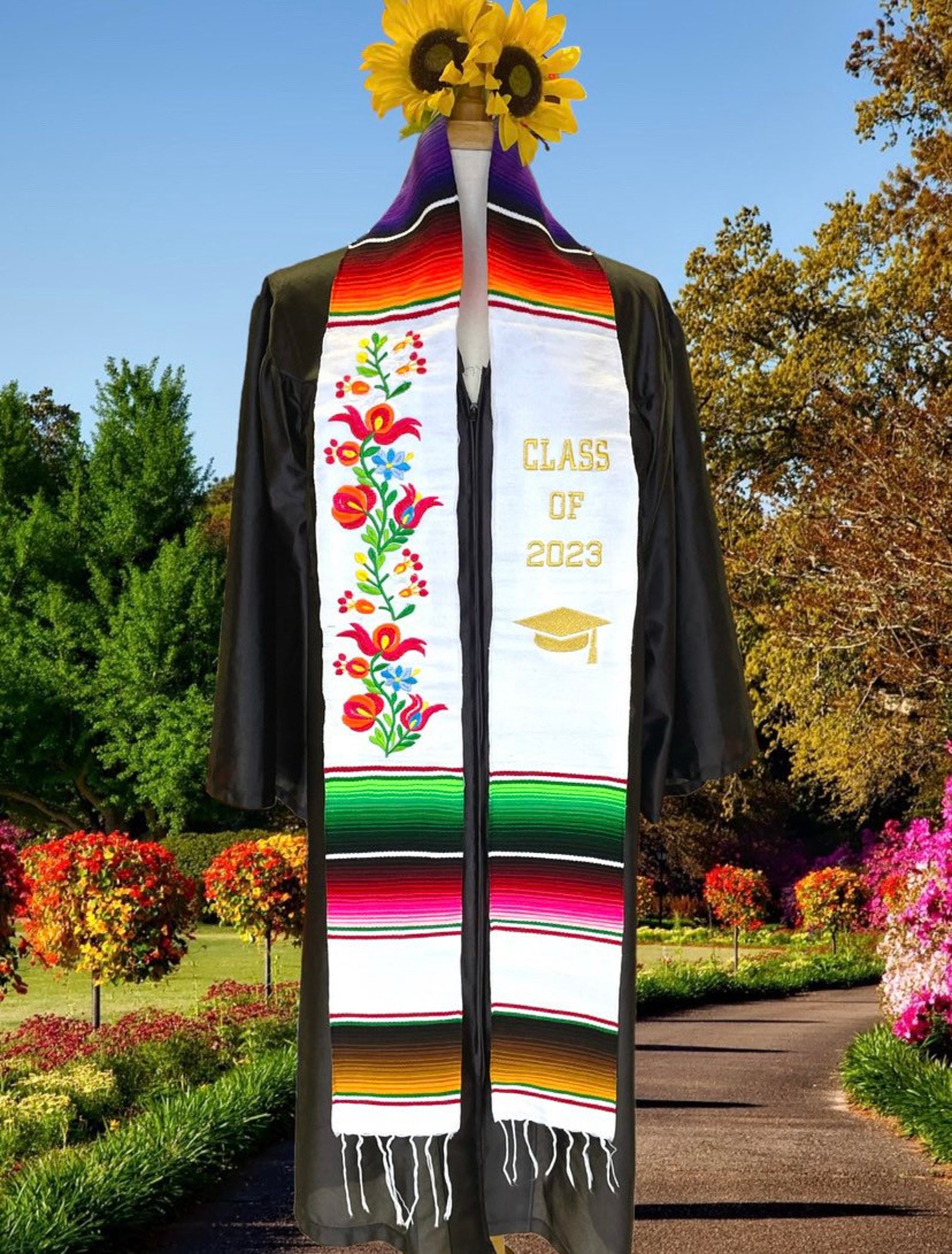 Floral Embroidered Personalized Mexican Graduation Stole Class - Etsy