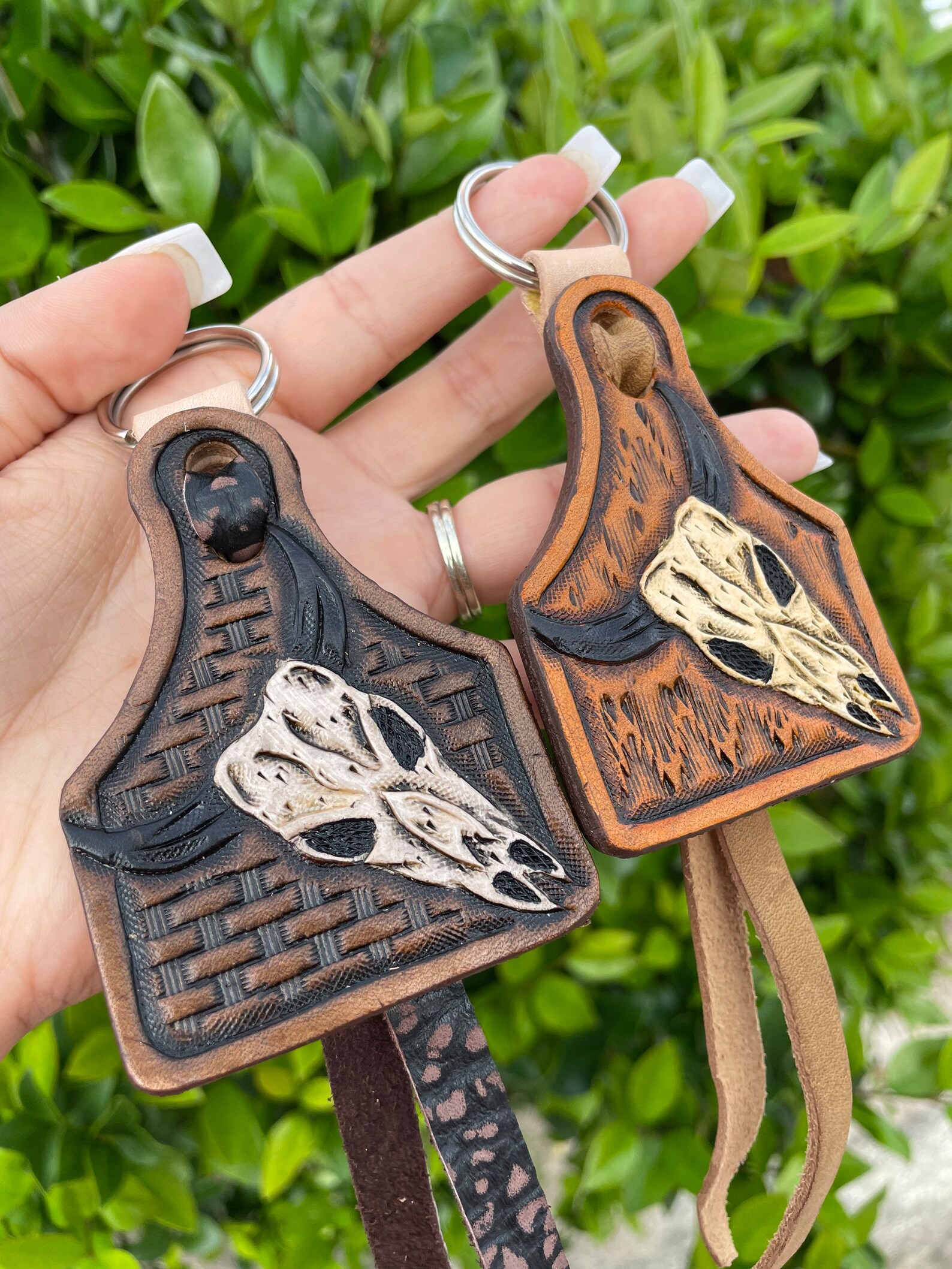 Handmade Leather Cow Ear Tag Keychain - Etsy